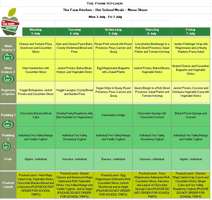 Next week’s menu | The Farm Kitchen